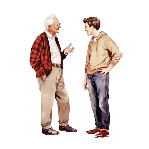 Viejos Y Jóvenes Hablando Png Dibujos Hombres Joven Antiguo Png
