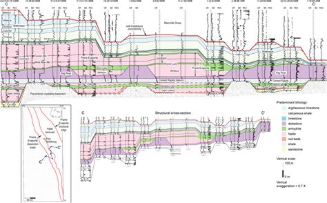 Dip Oriented Stratigraphic Cross Section C C′ Datumed On The Contact