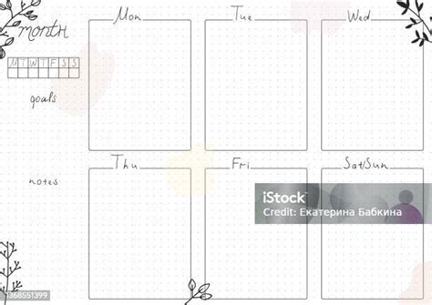 인쇄 가능한 A4 용지 시트 손으로 그린 꽃과 빈 주 플래너 목표 이벤트와 총알 저널 페이지 매일 플래너 템플릿을위한 귀여운