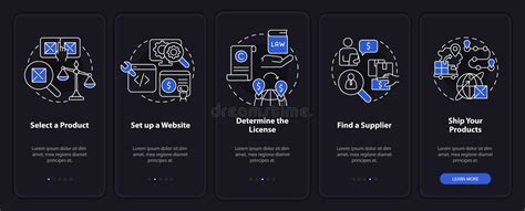 How To Start Export Business Night Mode Onboarding Mobile App Screen Stock Vector Illustration