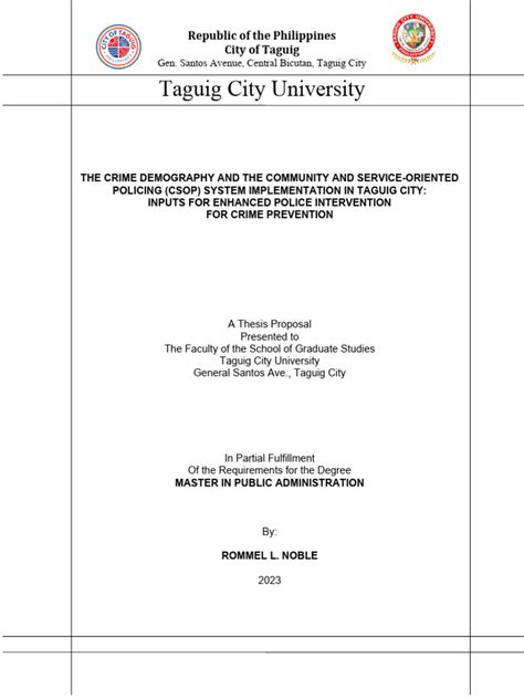 Rommel Noble Mpa Thesis Proposal Pdf Police Community Policing