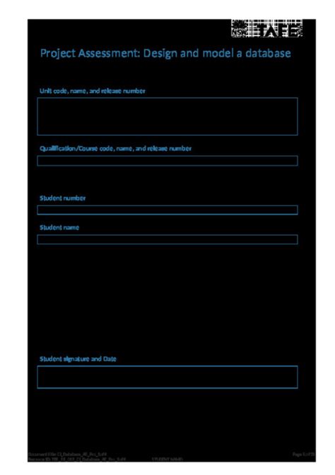 Project Assessment Design And Model A Database