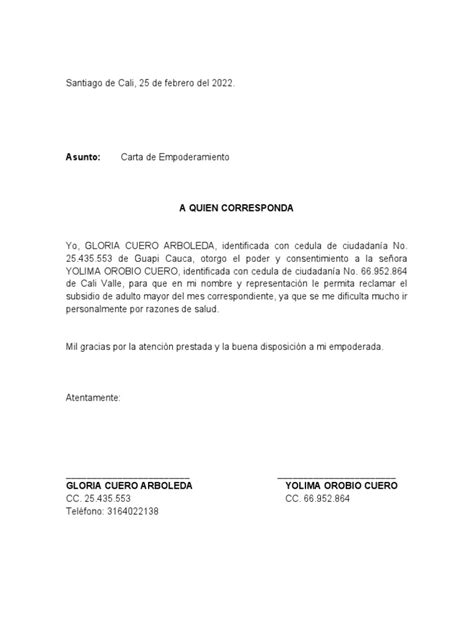 Carta Empoderamiento Pdf