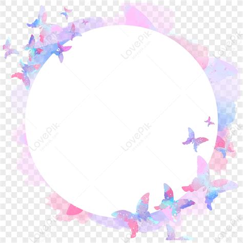 아름 다운 화려한 그라데이션 수채화 나비 일러스트 라운드 테두리 졸업푸른그린 Png 일러스트 무료 다운로드 Lovepik