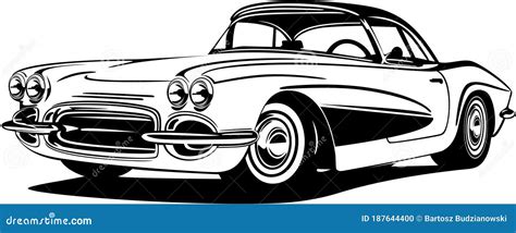 Classic Vintage Retro Legendary Car Chevrolet Corvette Stock Vector