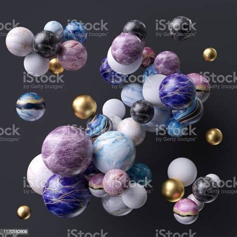 검은 배경에 고립 된 3d 추상적 인 대리석 공 구에 대한 스톡 사진 및 기타 이미지 구 구슬 대리석 Istock