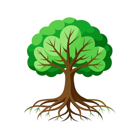Ilustración De árbol Con Vectores De Raíces Vector Premium