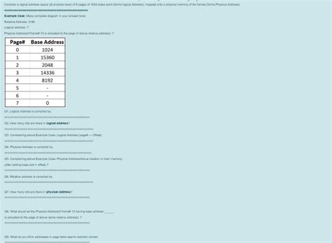 Solved Consider A Logical Address Space At Process Level Of Chegg Com