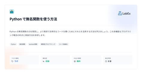 Python で無名関数を使う方法 Labex