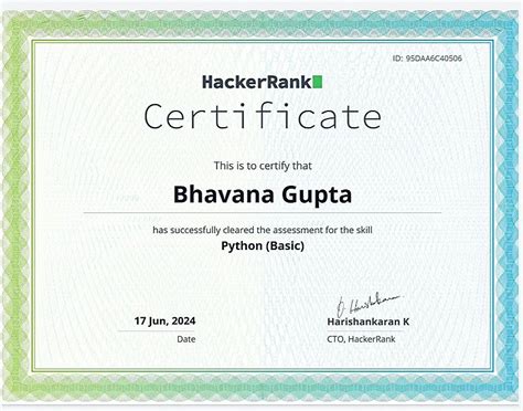 Bhavana Gupta On Linkedin Python Hackerrank Certification Programming Softwaredevelopment