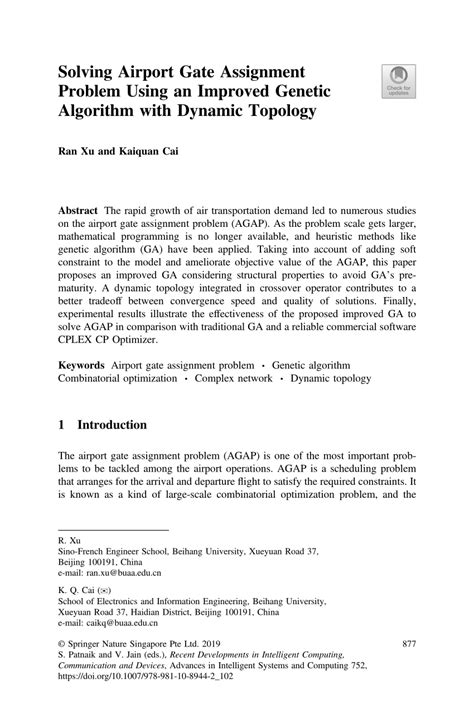 Pdf Solving Airport Gate Assignment Problem Using An Improved Genetic