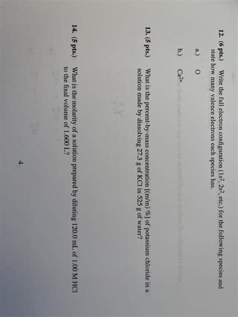 Solved 12 6 Pts Write The Full Electron Configuration