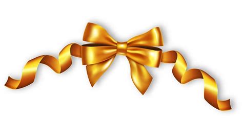 현실적인 선물 리본 금 활 황금 선물 장식 생일 휴일을 위한 노란색 컬링 테이프 크리스마스 또는 생일 선물 장식 우아한 새틴 또는 실크 벡터 3d 광택 요소 3차원 형태에