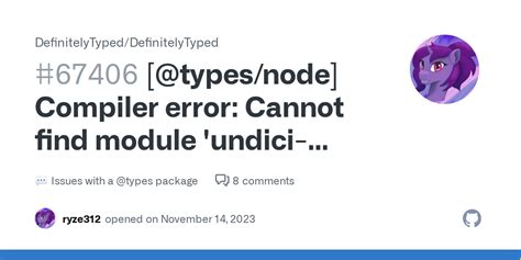 Typesnode Compiler Error Cannot Find Module Undici Types · Definitelytyped