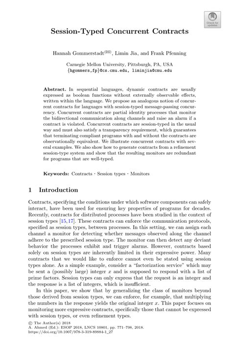 Pdf Session Typed Concurrent Contracts