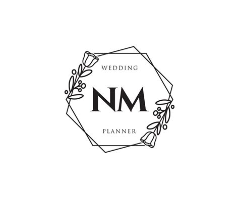 Initial Nm Feminine Logo Usable For Nature Salon Spa Cosmetic And Beauty Logos Flat Vector