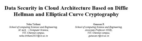 Paper Review On Security In Cloud Architecture Based On Diffie Hellman And Elliptical Curve
