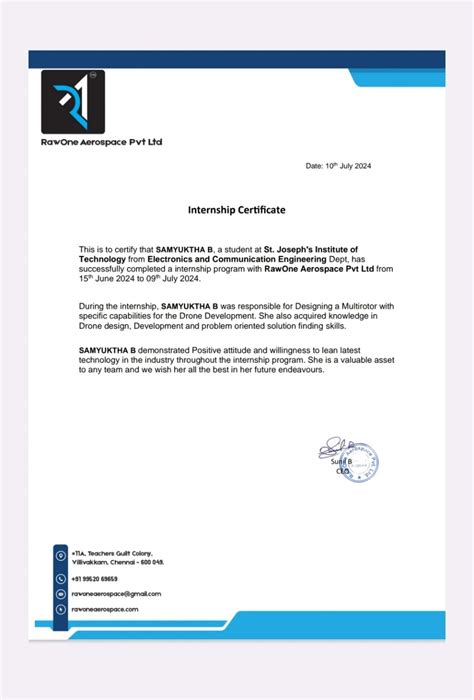 samyuktha b on linkedin internship dronetechnology rawoneaerospace fireballdrone