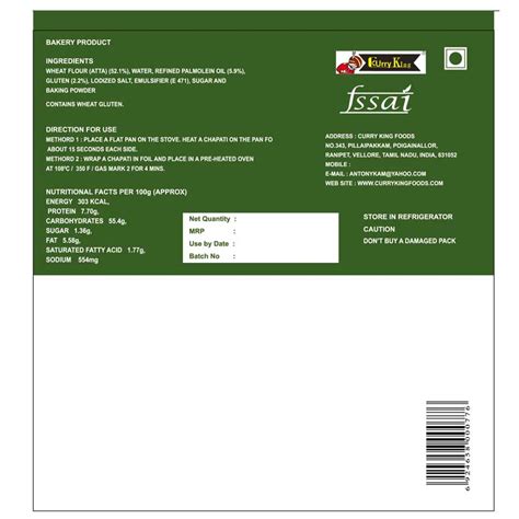 Chappathi 390g Curry King Foods