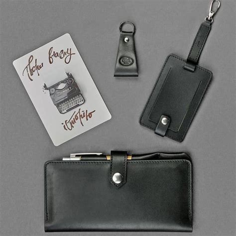 Гаманець чоловічий набір 3 в 1 Travel Case Вlack Leather