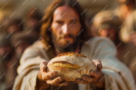 Jesus Bread A Biblical Scene Of Jesus Christ Blessing With Holy Bread Premium Ai Generated Image