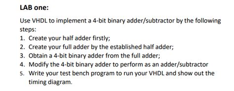 Solved Lab One Use Vhdl To Implement A 4 Bit Binary