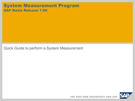 System Measurement Program Sap Basis Release 7 00