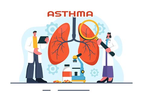 Asthma Disease Vector Illustration Featuring Human Lungs And Inhalers