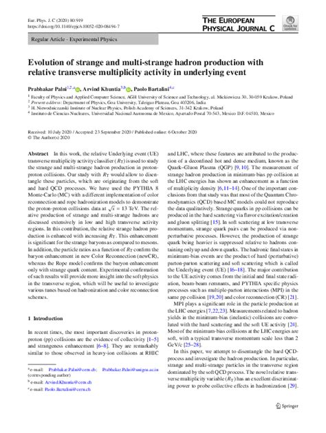 Pdf Evolution Of Strange And Multi Strange Hadron Production With Relative Transverse