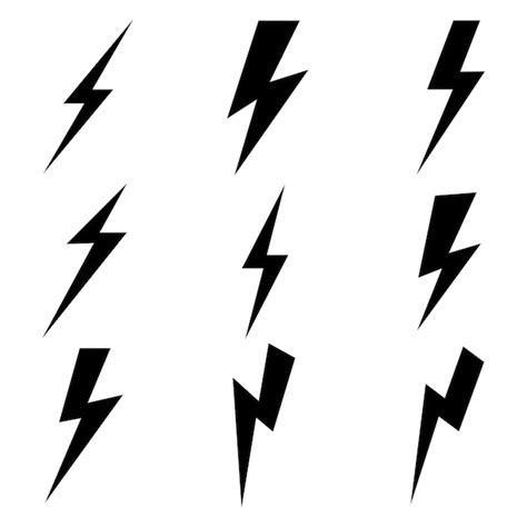 Premium Vector Lightning Bolt Icons Setvector Simple Icons In Flat Style Set Lightning Bolt