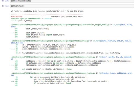 Python Arcgis Learn Show Batch Index Error And Lr Find Runtime Error While Using Pointcnn