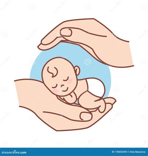 Recién Nacido Protección Y Cuidado Del Bebé Ilustración Del Vector Ilustración De Mano
