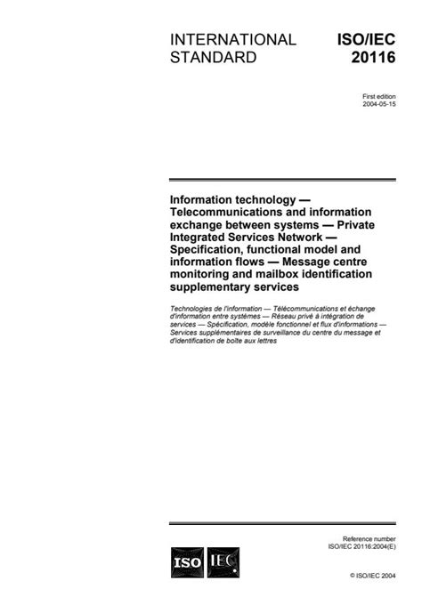ISO IEC 20116 2004 Information Technology Telecommunications And Information Exchange Between