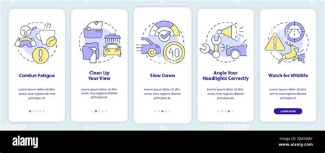 Driving Safety At Night Onboarding Mobile App Screen Stock Vector Image And Art Alamy