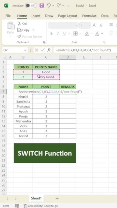 Switch Formula Made Easy In Excel🚀💪 Switch Excel Exceltips