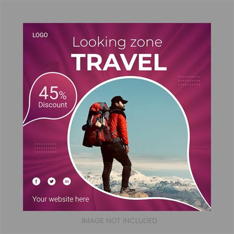 여행 소셜 미디어 포스트 디자인 프리미엄 벡터
