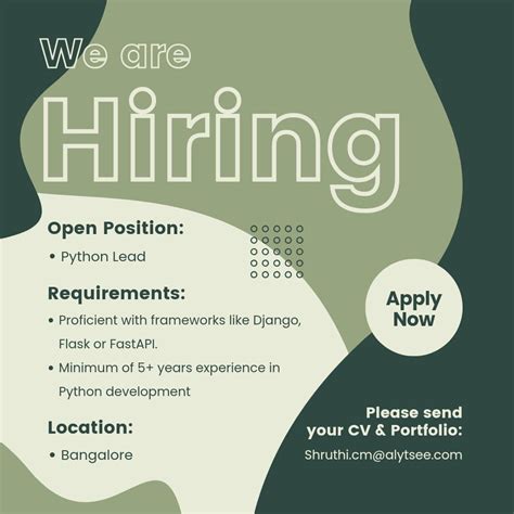 shruthi c m on linkedin we are hiring python technical lead location