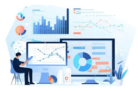 A Man Sitting In Front Of A Computer Screen Ai Generative Image Stock Illustration