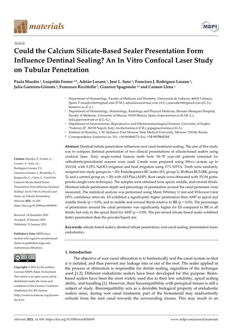 Pdf Could The Calcium Silicate Based Sealer Presentation Form Influence Dentinal Sealing An