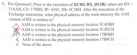 Solved For The Instruction Xchg Bx B Assume The Chegg