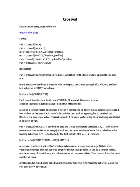 cross validation pdf cross validation statistics array data