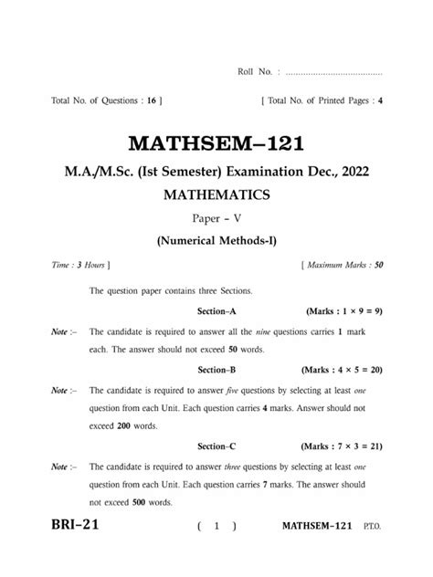 Numerical Methods Question Paper Pdf