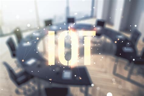 현대 공동 작업실 배경 미래 기술 개념 다중 노출에 대한 창의적인 Iot 그림 프리미엄 사진