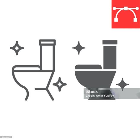 화장실 라인과 글리프 아이콘 위생 및 소독 깨끗한 화장실 표지판 벡터 그래픽 편집 가능한 스트로크 선형 아이콘 Eps 10 가정 생활에 대한 스톡 벡터 아트 및 기타 이미지