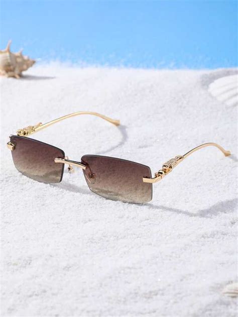 Tinted Lens Rimless Fashion Glasses Shein Usa