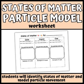 States Of Matter Particle Model Worksheet Particle Theory Particle