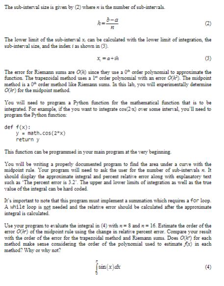 Solved Riemann Sums Are A Zero Order Numerical Integration