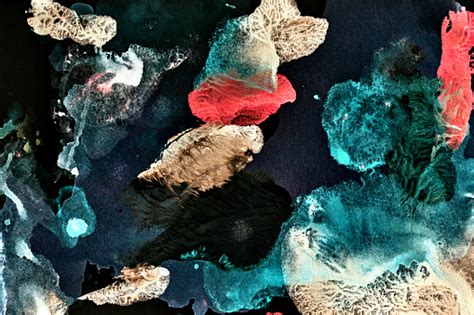 여러 가지 빛깔의 추상 배경입니다 다채로운 아크릴 잉크 얼룩 및 얼룩 패턴 벽지 인쇄 유체 예술 창의적인 배경 혼란스러운 페인트 붓놀림 0명에 대한 스톡 사진 및 기타