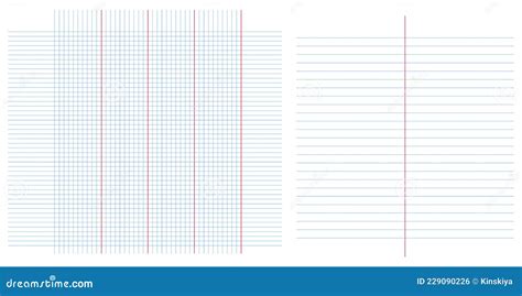 Cell Table Graph Columns Divided Red Vertical Line Write Page Vector Blank With Columns Set