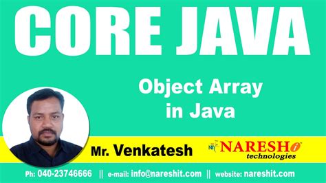 Object Array In Java Core Java Tutorial Mr Venkatesh Youtube